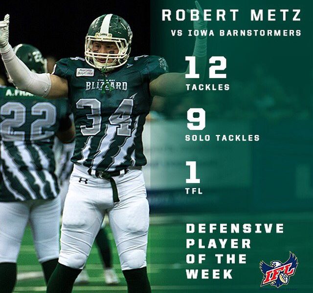 Robert Metz named Indoor Football League Defensive Player of the Week ...